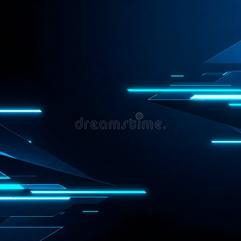 Futuristic Blue Neon Lines Intersect Geometric Shapes on a Dark ...