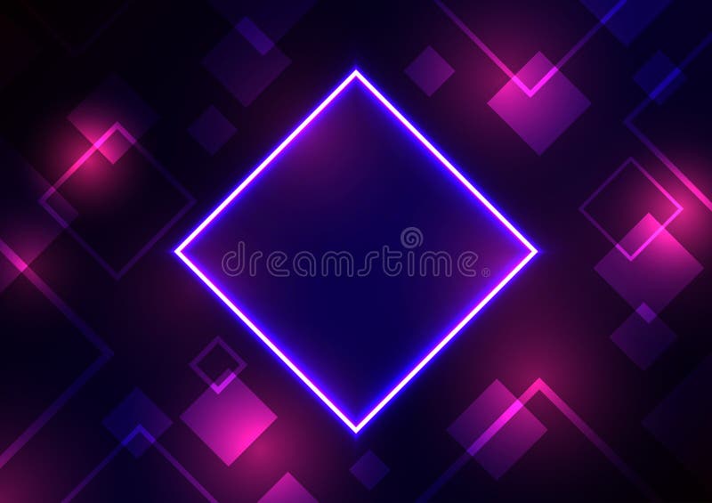 Futuristic Blue Neon Purple Square Modern Technology Abstract ...
