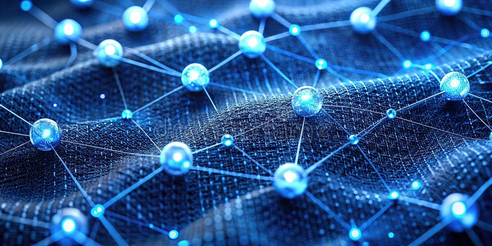 Futuristic Blue Network Connection Illuminated Circles and Glowing ...