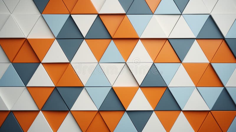 Futuristic Blue Orange Geometric Technology Texture with 3d Triangular ...