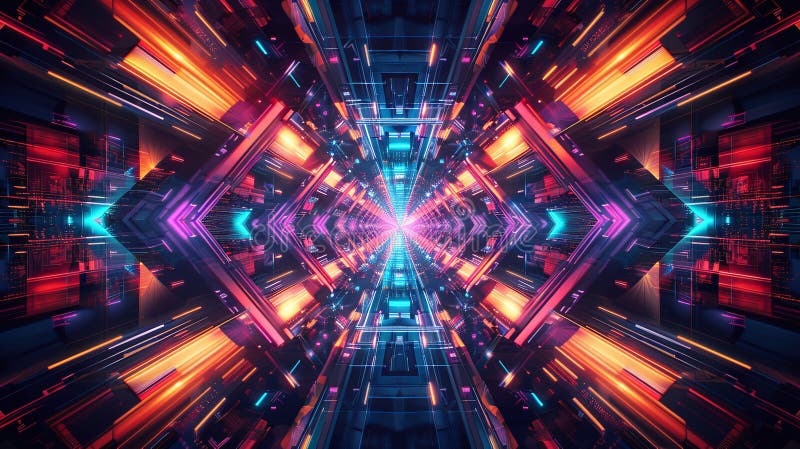 Futuristic Blue and Orange Light Tunnel with a Dynamic Vortex Center in ...