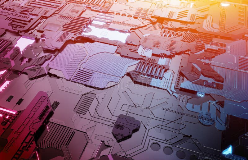 Futuristic Blue Orange and Pink Tech Panel Background with Lots of ...