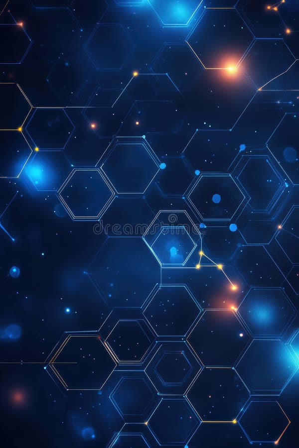 Futuristic Blue and Orange Technology Background with Glowing Network ...