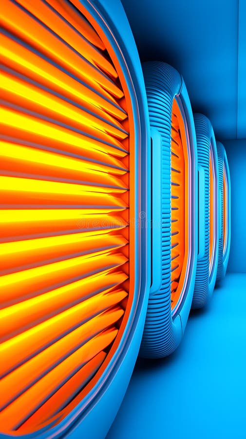Futuristic Blue and Orange Ventilation Design Stock Illustration ...