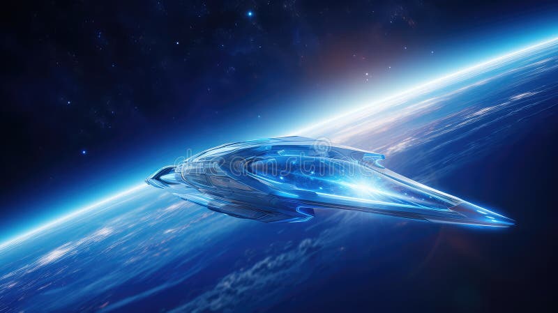Futuristic Blue Outer Space Stock Illustration - Illustration of ...