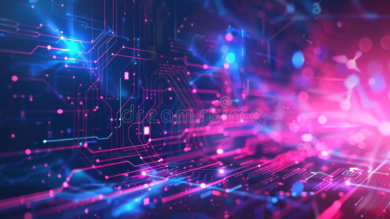 Futuristic Blue Pink Circuit Cyber Tech in Digital Innovation ...