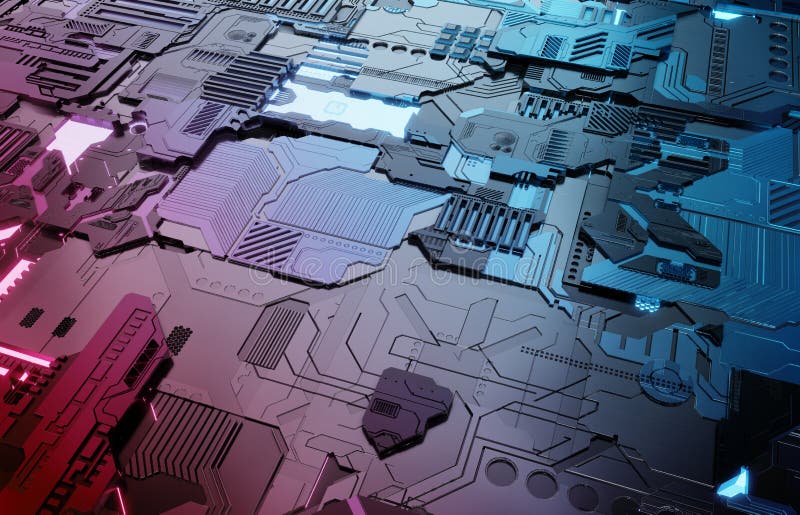 Futuristic Blue and Pink Tech Panel Background with Lots of Details ...