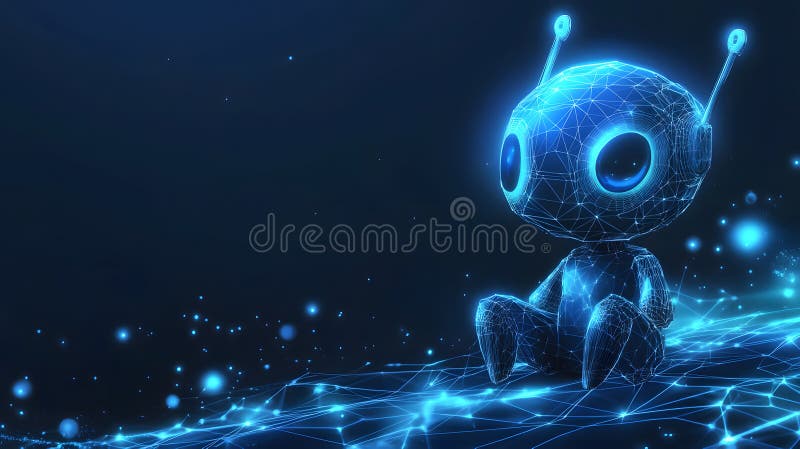 Futuristic Blue Polygonal Robot on Tech Background Stock Illustration ...