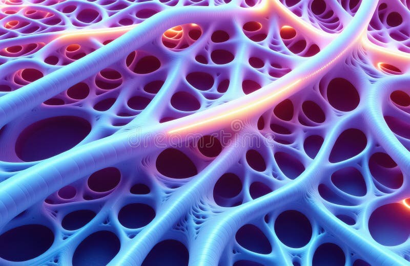 Futuristic Blue and Purple Organic Network with Glowing Highlights. AI ...