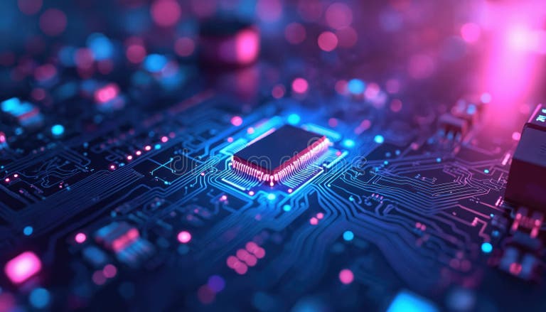 Futuristic Blue and Purple Tech Background with Abstract Glowing ...