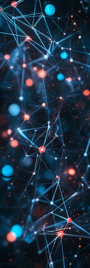 Futuristic Blue and Red Network Connections with Glowing Nodes in a ...