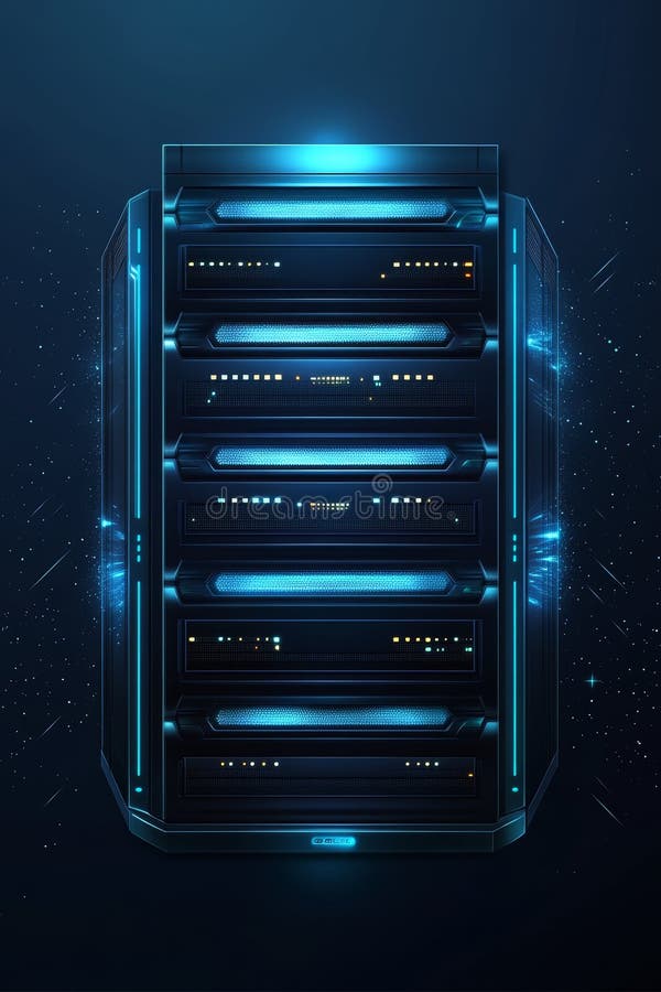 Futuristic Blue Server Rack Illuminating the Network Technology Space ...
