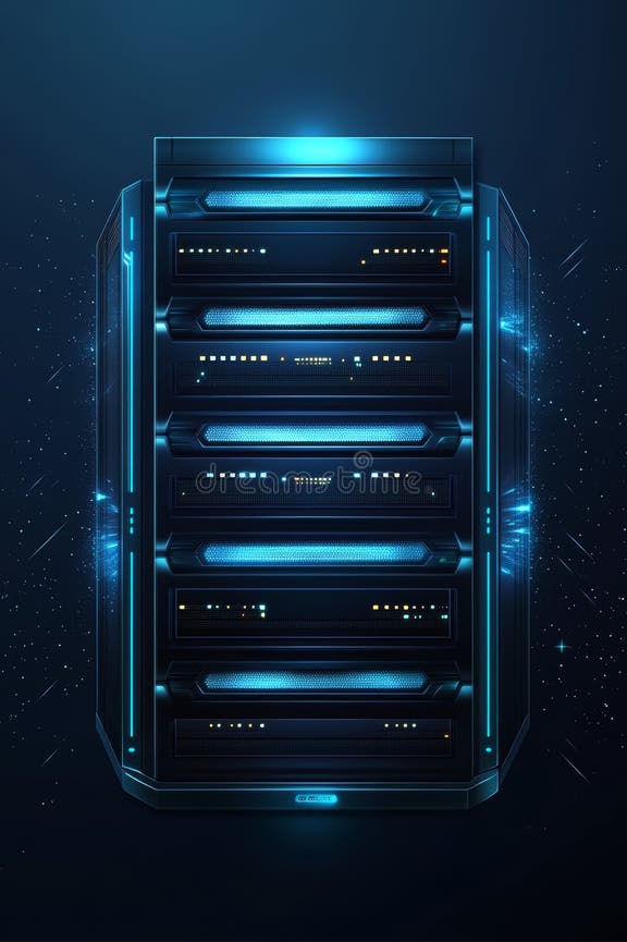 Futuristic Blue Server Rack Illuminating the Network Technology Space ...