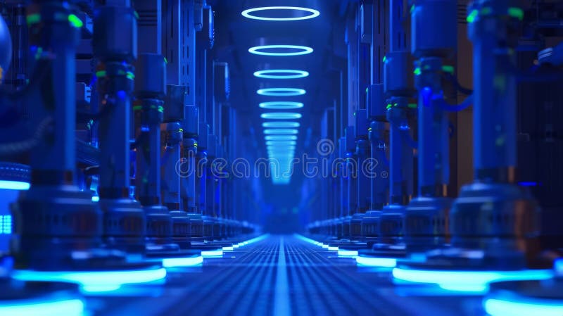 Futuristic Blue Server Room Data Center, Technology, Computing Stock ...