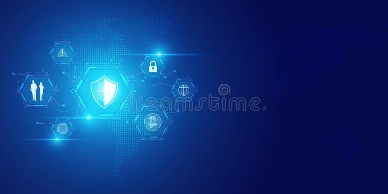 Futuristic Blue Shield Ethics and Security Abstract Technology ...