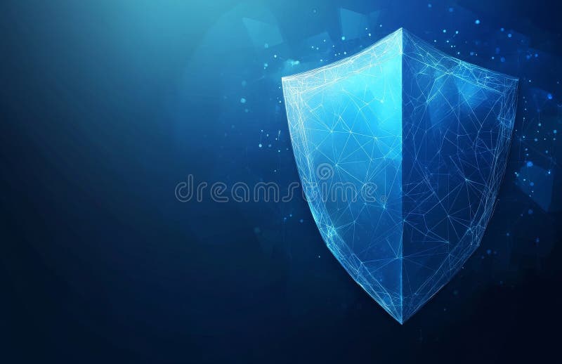 A Futuristic Blue Shield with a Low Polygraphic Style Intended As a ...