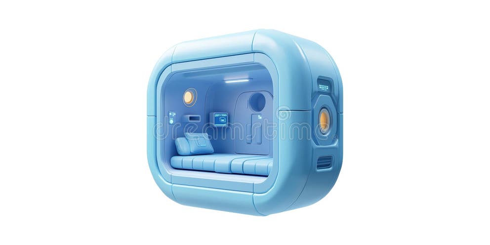 Futuristic Blue Sleeping Pod with Modern Design. Innovative Space ...