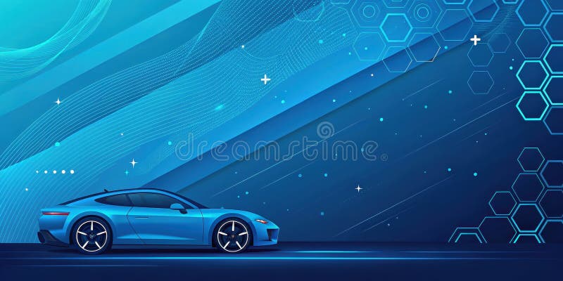 Futuristic Blue Sports Car with Geometric Patterns and Abstract Tech ...