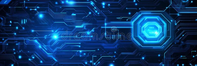 Futuristic Blue Tech Background, Flowing Digital Circuits, Technology ...