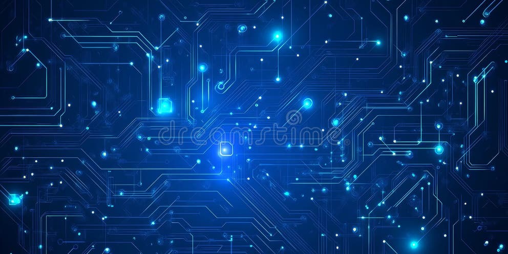 Futuristic Blue Tech Background with a Flowing Pattern of Digital ...