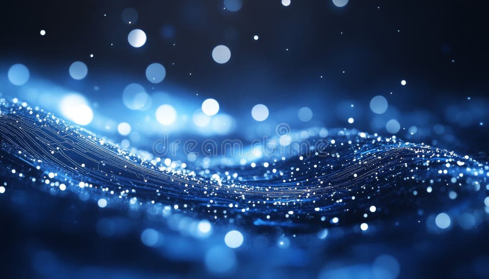 Futuristic Blue Tech Background, Flowing Pattern of Digital Circuits ...