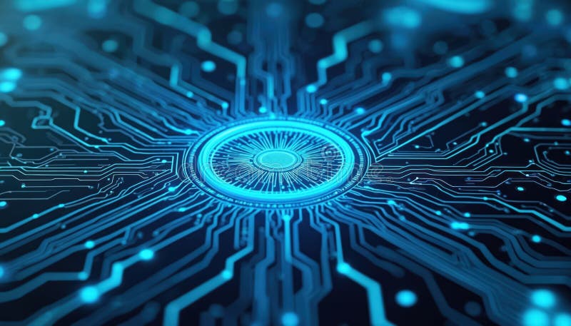 Futuristic Blue Tech Background with Mechanical Elements, Circuit Board ...