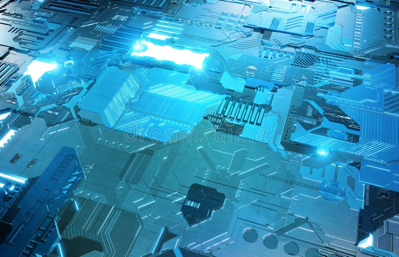Futuristic Blue Tech Panel Background with Lots of Details Stock ...