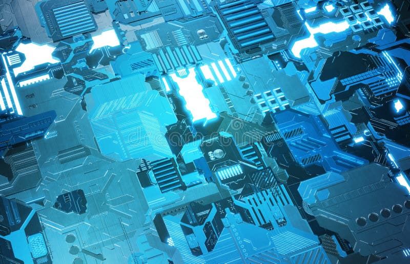 Futuristic Blue Tech Panel Background with Lots of Details Stock ...