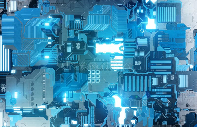 Futuristic Blue Tech Panel Background with Lots of Details Stock ...