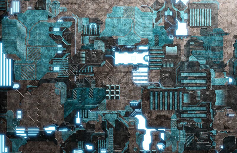 Futuristic Blue Tech Panel Background with Lots of Details Stock ...