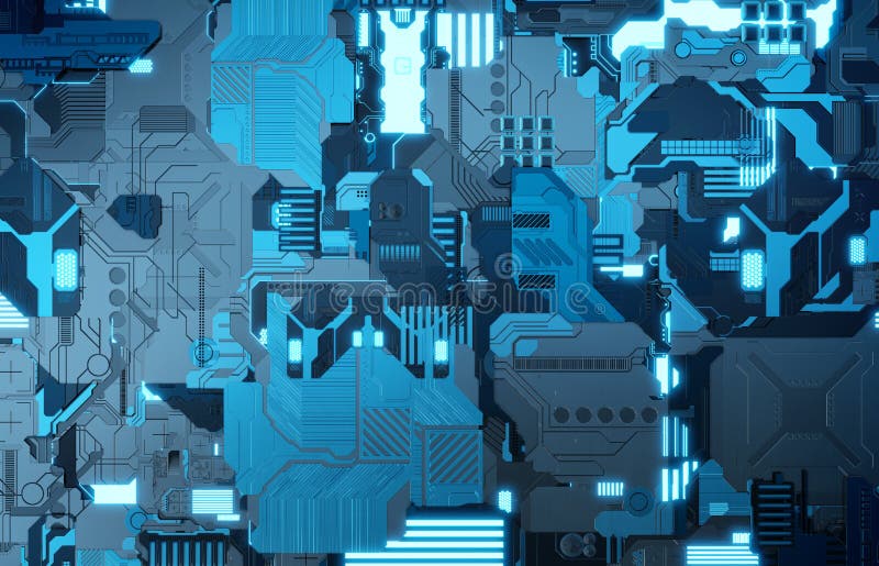 Futuristic Blue Tech Panel Background with Lots of Details Stock ...