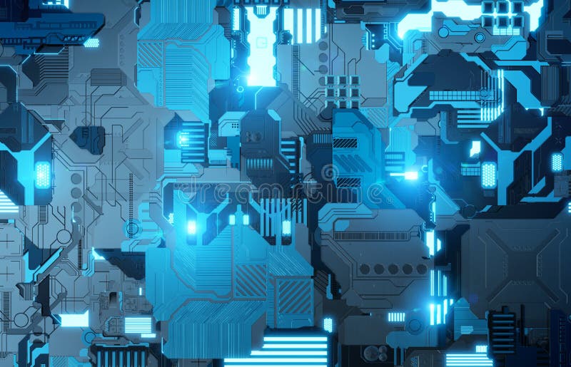 Futuristic Blue Tech Panel Background with Lots of Details Stock ...