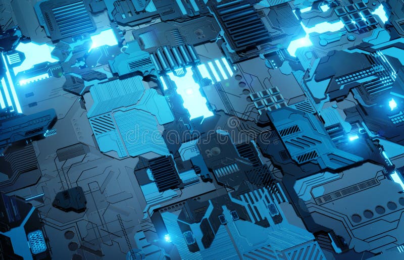 Futuristic Blue Tech Panel Background with Lots of Details Stock ...