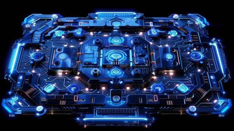 Futuristic Blue Tech Panel with Glowing Cyberpunk Design Stock ...