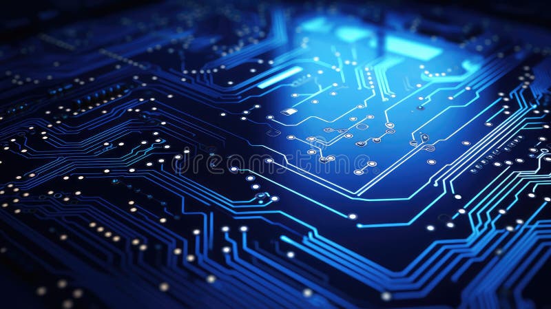 Futuristic Blue Tech Pattern Stock Illustration - Illustration of chip ...