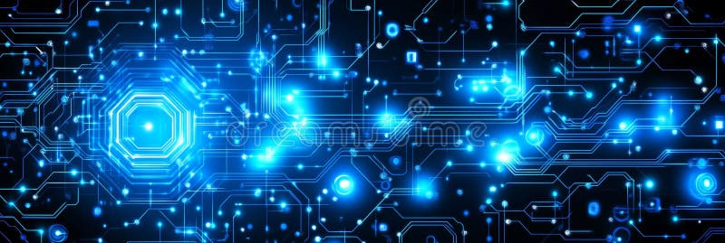 Futuristic Blue Tech Wallpaper with Flowing Pattern, Digital Circuits ...