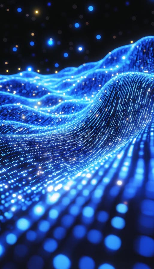 Futuristic Blue Tech Wave Pattern, Digital Circuitry, and Bright Light ...