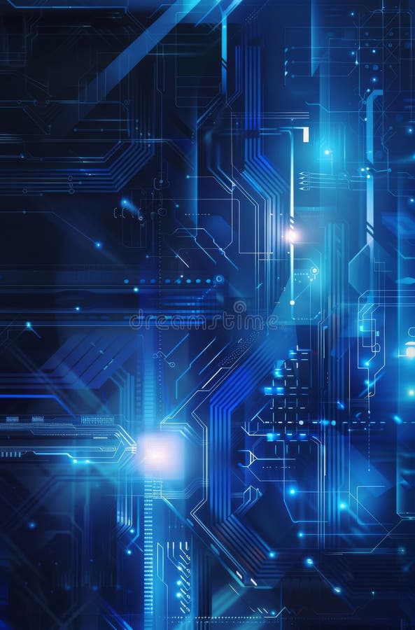 Futuristic Blue Technology Background with Circuit Board Patterns and ...