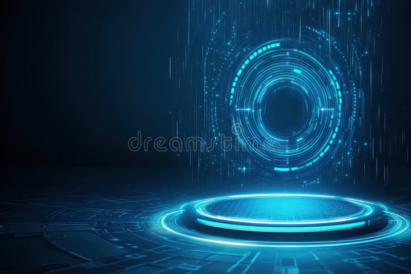 Futuristic Blue Technology Background with Glowing Circle. Stock ...