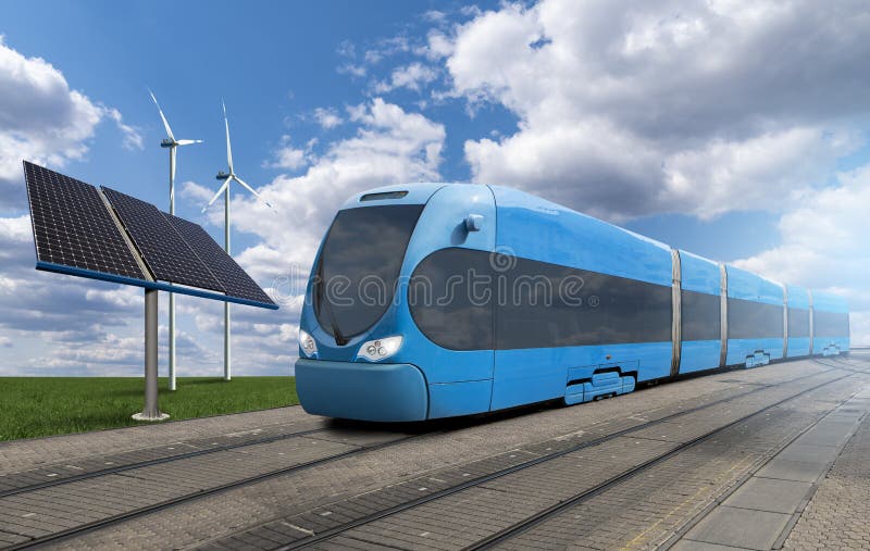 Futuristic blue train stock photo. Image of farm, energy - 213948962