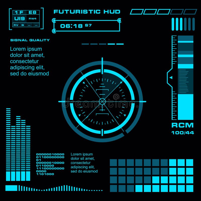 Futuristic Blue Virtual Graphic Touch User Interface Stock Illustration ...