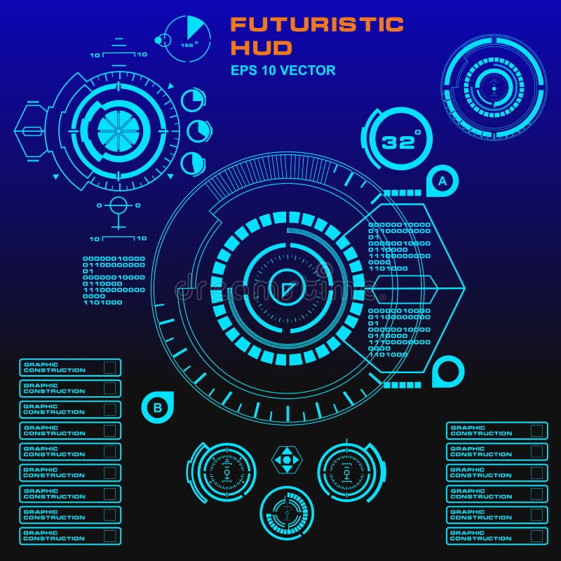 Futuristic Blue Virtual Graphic Touch User Interface Stock Illustration ...
