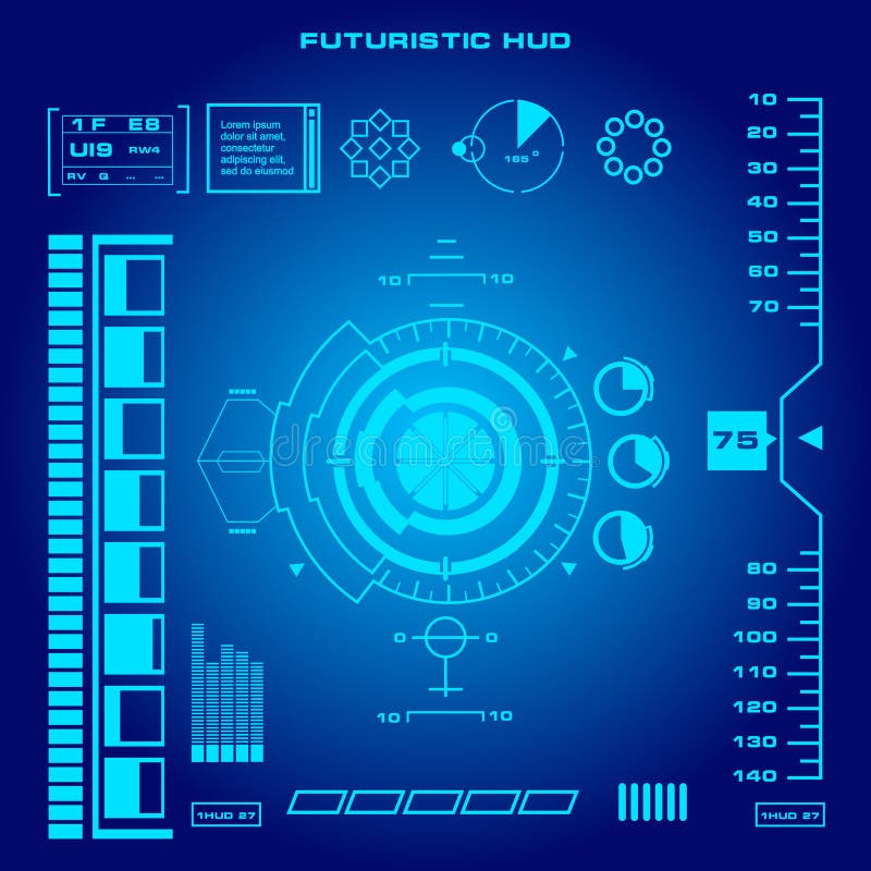 Futuristic Blue Virtual Graphic Touch User Interface Stock Illustration ...