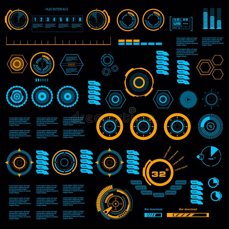 Futuristic Blue Virtual Graphic Touch User Interface Stock Illustration ...
