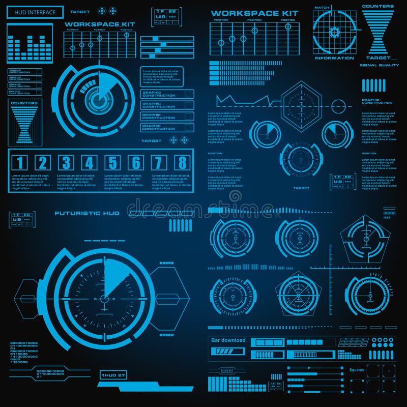 Futuristic Blue Virtual Graphic Touch User Interface Stock Illustration ...