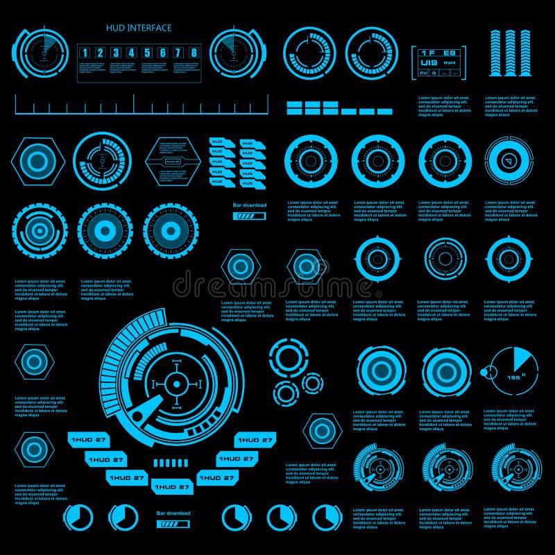 Futuristic Blue Virtual Graphic Touch User Interface Stock Illustration ...