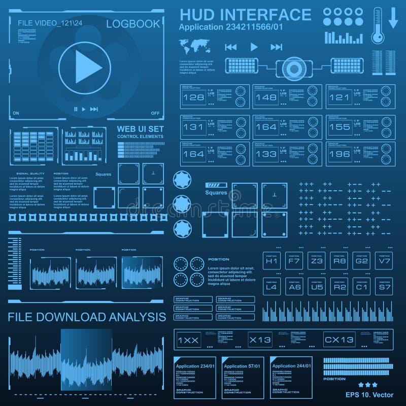 Futuristic Blue Virtual Graphic Touch User Interface Stock Illustration ...