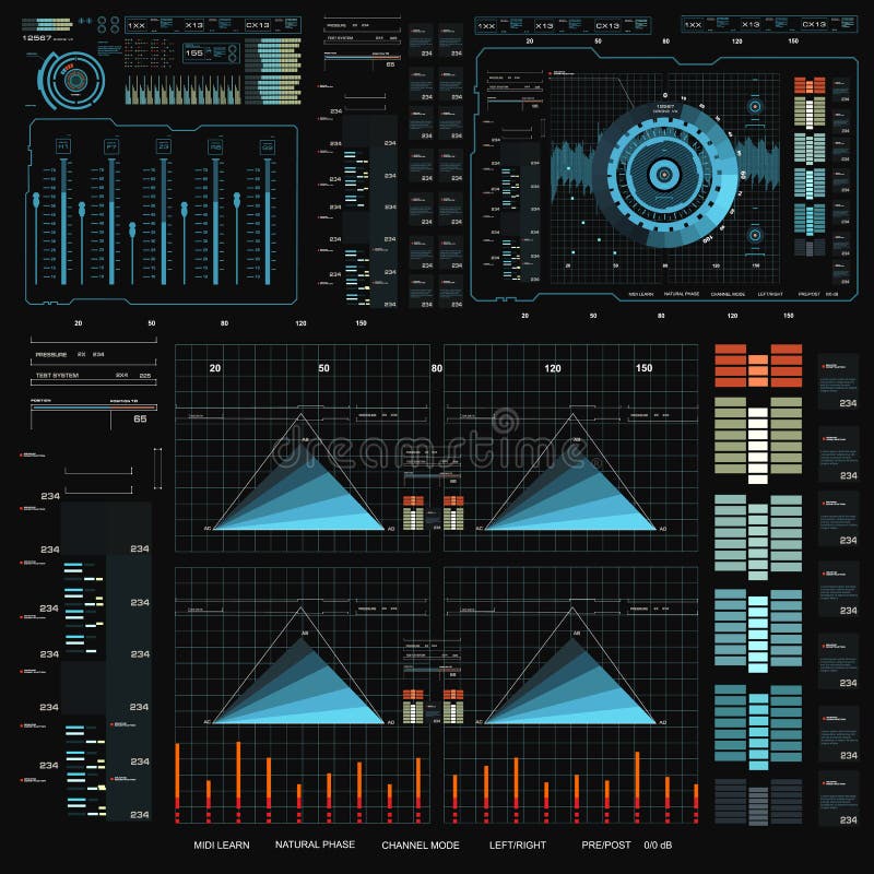 Futuristic Blue Virtual Graphic Touch User Interface Stock Illustration ...