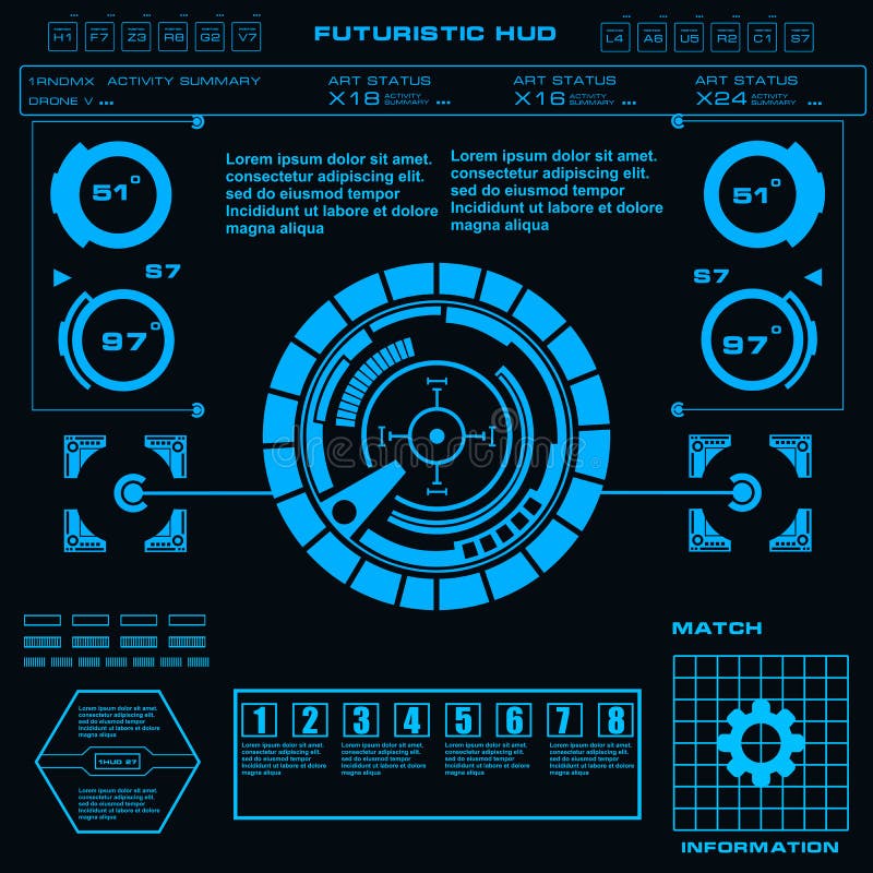 Futuristic Blue Virtual Graphic Touch User Interface Stock Illustration ...