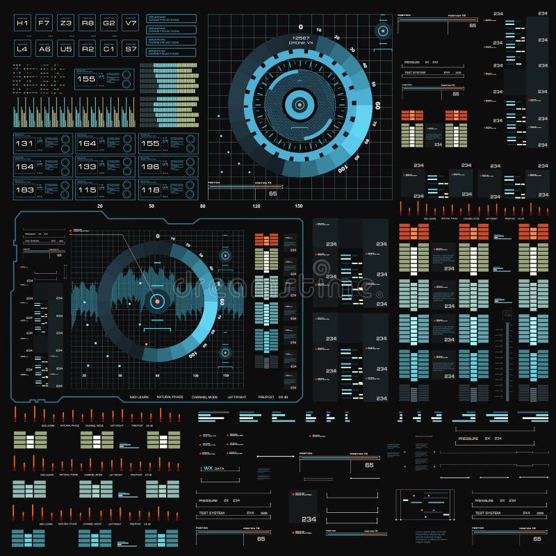 Futuristic Blue Virtual Graphic Touch User Interface Stock Illustration ...